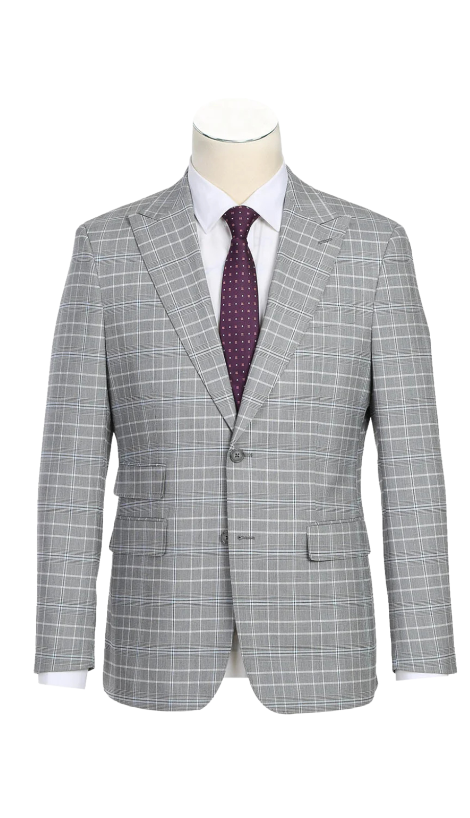 82-60-092EL White Smoke Plaid Suit