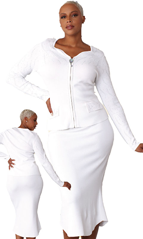 Kayla By Tally Taylor 5300 ( 2pc Knit Skirt Suit With Rhinestone Zipper ...
