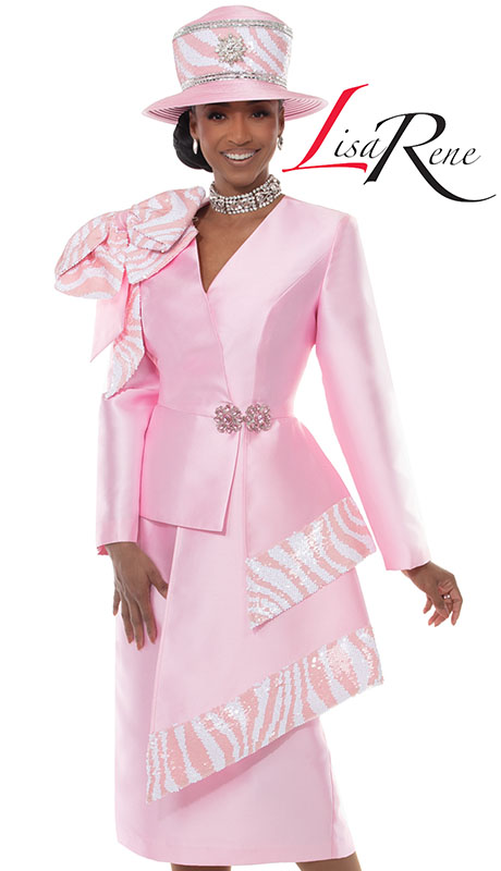 Lisa Rene 3385-PNK Ladies Church Suit